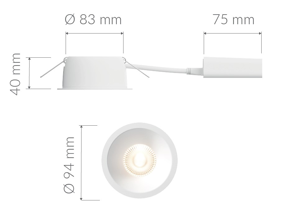 Plejd Innfellt Spot Dwn-02 Deep 2200-4000k 515lm Svart 40° - Ískraft